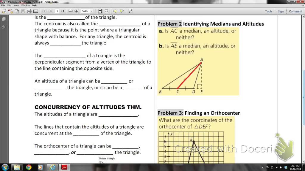 MATHIS GEOM Lesson 5-4 Medians and Altitudes - YouTube