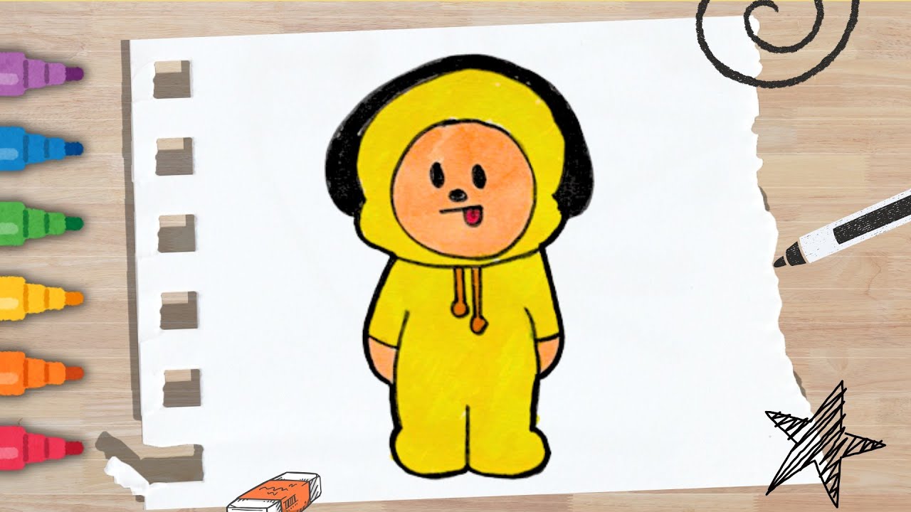 Drawing CHIMMY BT21 step by step | Drawing with Alcohol Markers - YouTube
