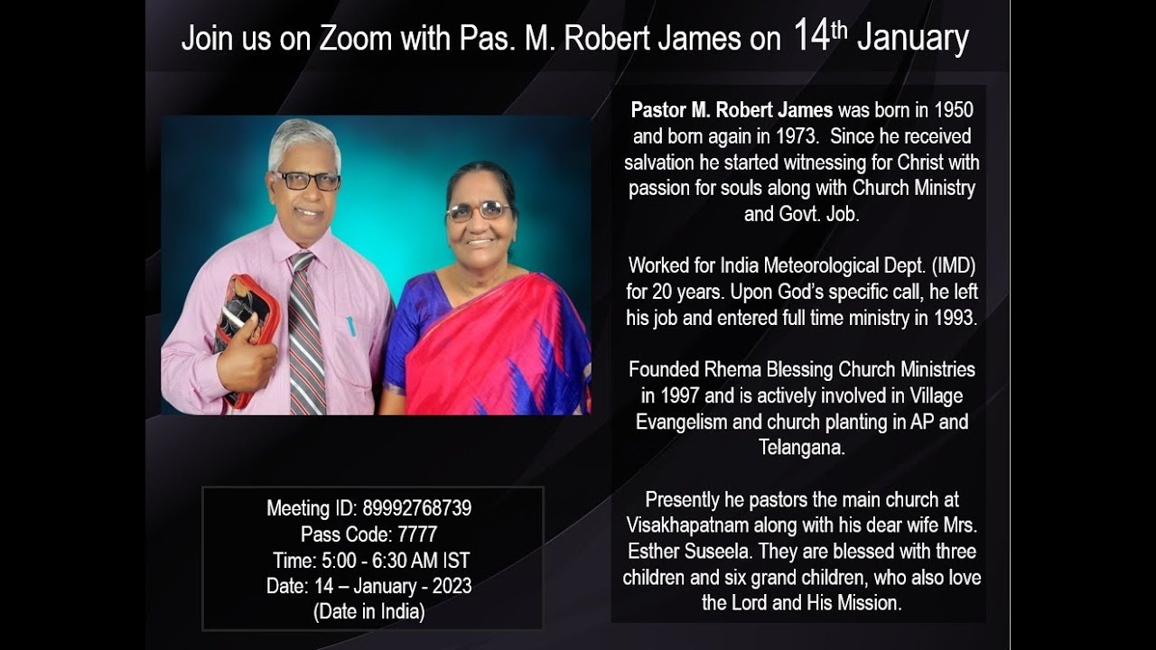 Virtual Prayer Fellowship - 14-01-2023 - Pastor M.Robert James - YouTube