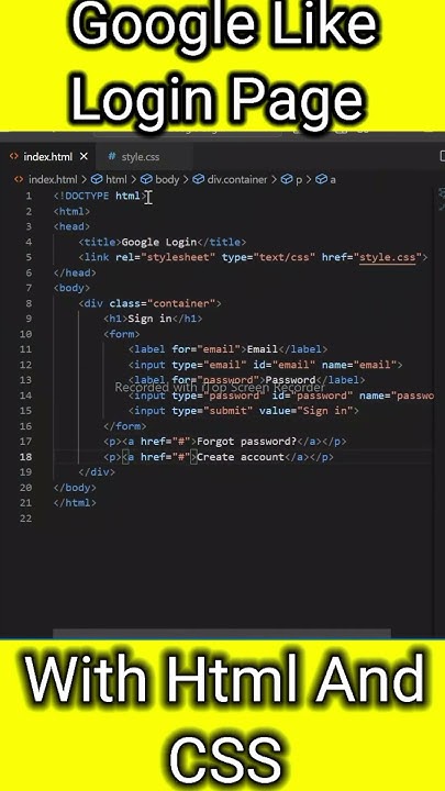 How to create Google Like login page using Html And CSS // # ...