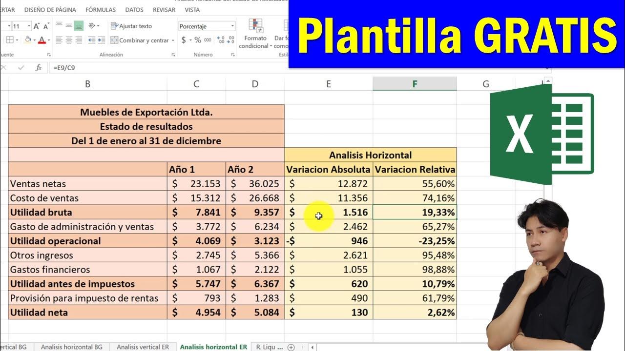 Análisis Horizontal del ESTADO DE PERDIDAS Y GANANCIAS en Excel y con interpretación - YouTube