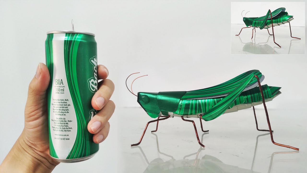 How to make an Amazing Grasshopper recycling beer Can | Châu chấu tái ...