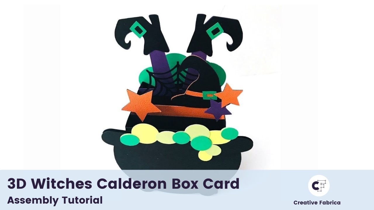 How to Create a 3D Witches Calderon Box Card from an SVG Template - YouTube