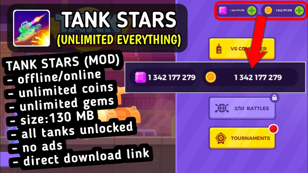 💥 TANK STARS MOD APK UNLIMITED MONEY + DIAMOND LATEST VERSION | NO ADS ...