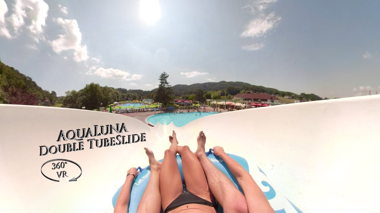 Aqualuna Double Tube Slide (Waterslide) 360° VR POV Onride - YouTube