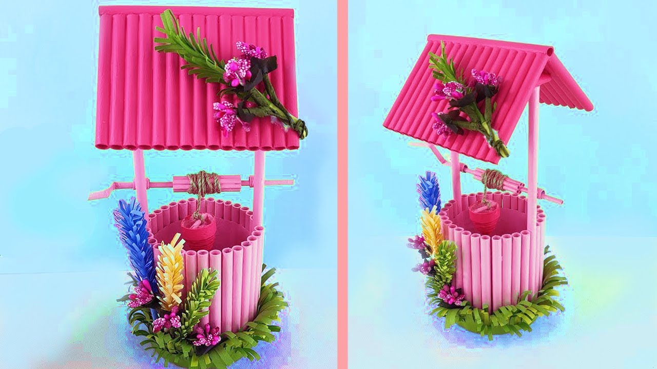 DIY - How To Make Water Well with Waste Paper| কাগজের কুয়া ঘর সাজানো ...