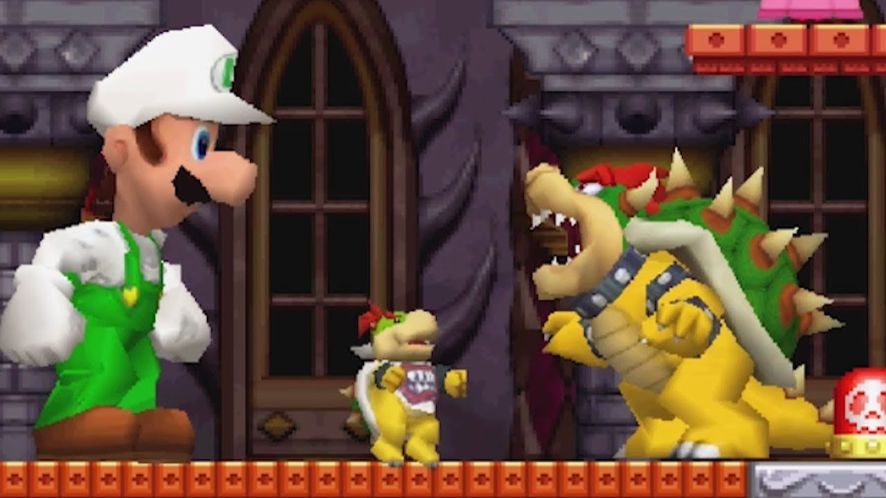 New Super Mario Bros DS - Giant Luigi VS All Castle Bosses - YouTube