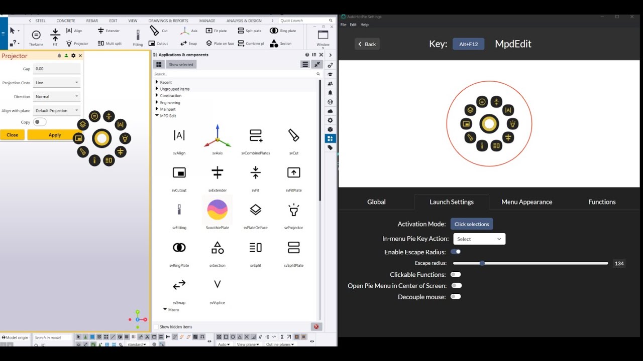 Radial Menu for Tekla Structures: Fast MPD Edit Commands - YouTube