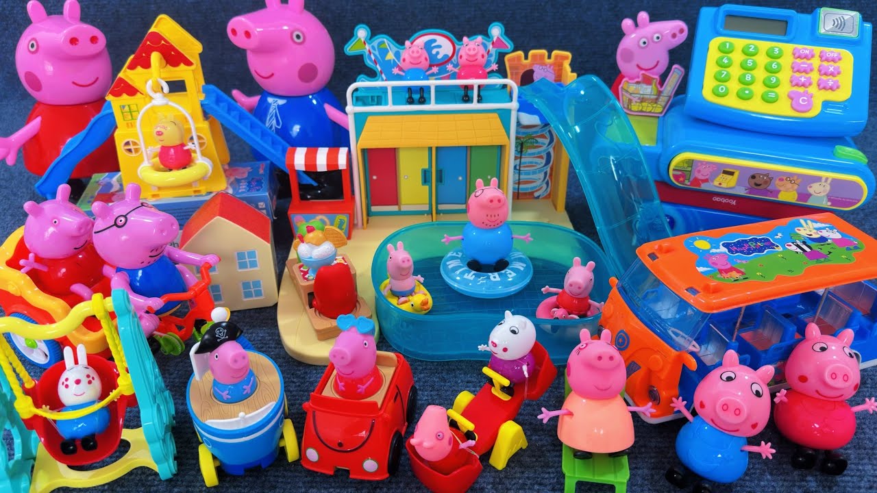 13 Minutes Satisfying with Unboxing Peppa Pig Water Park Slide Swimming ...