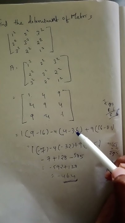 Find the determinant of Matrix explanation in Telugu - YouTube