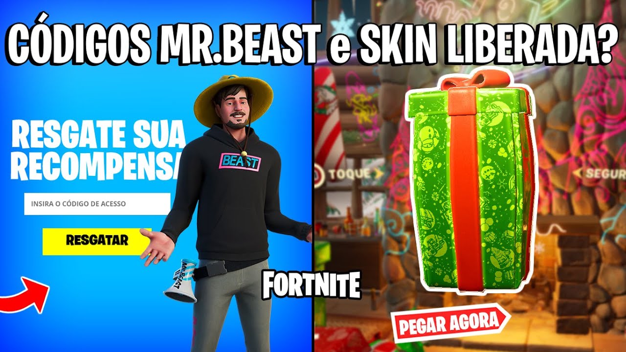 FORTNITE - CÓDIGOS SKIN MR.BEAST, ABRIR PRESENTE SKIN NATALINA e ...