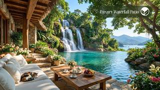 Luxury Waterfall Patio | Birdsong, Flowing Water and Tropical Sounds for Calm and Stress Relief