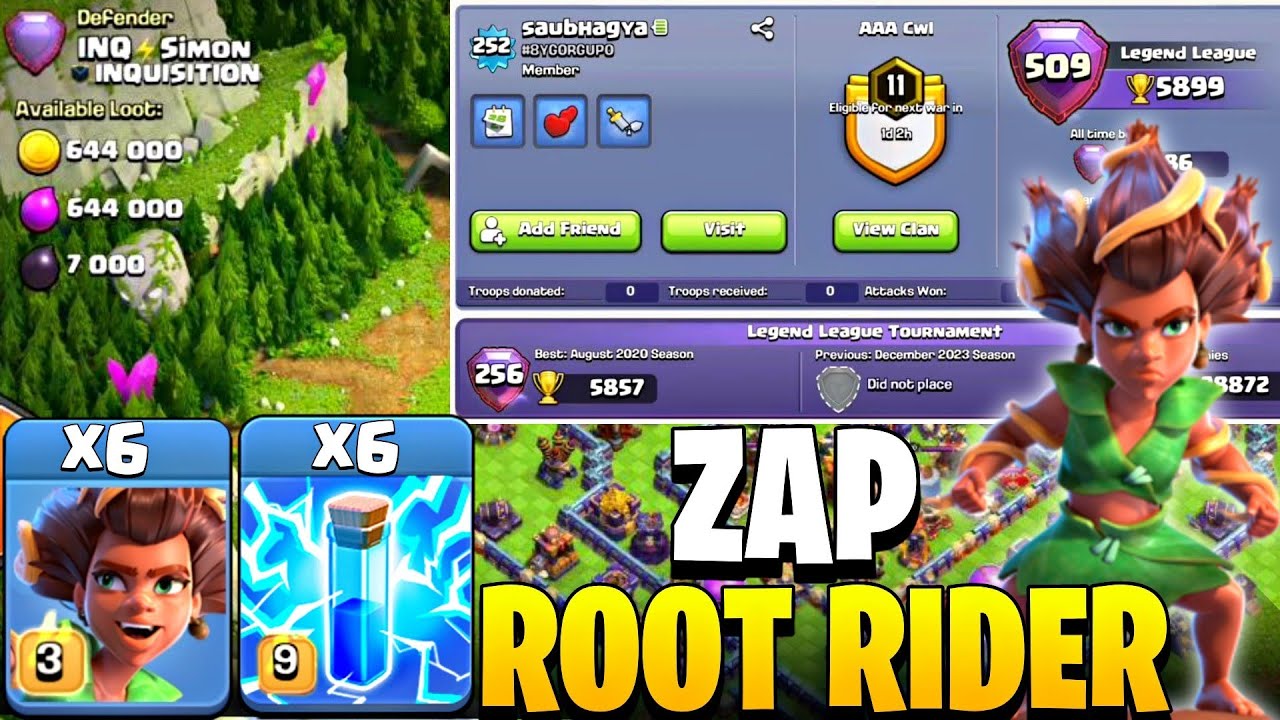 NEW Zap Root Rider TH16 Attack - Th16 Best Attack Strategy- Coc ! Th16 ...