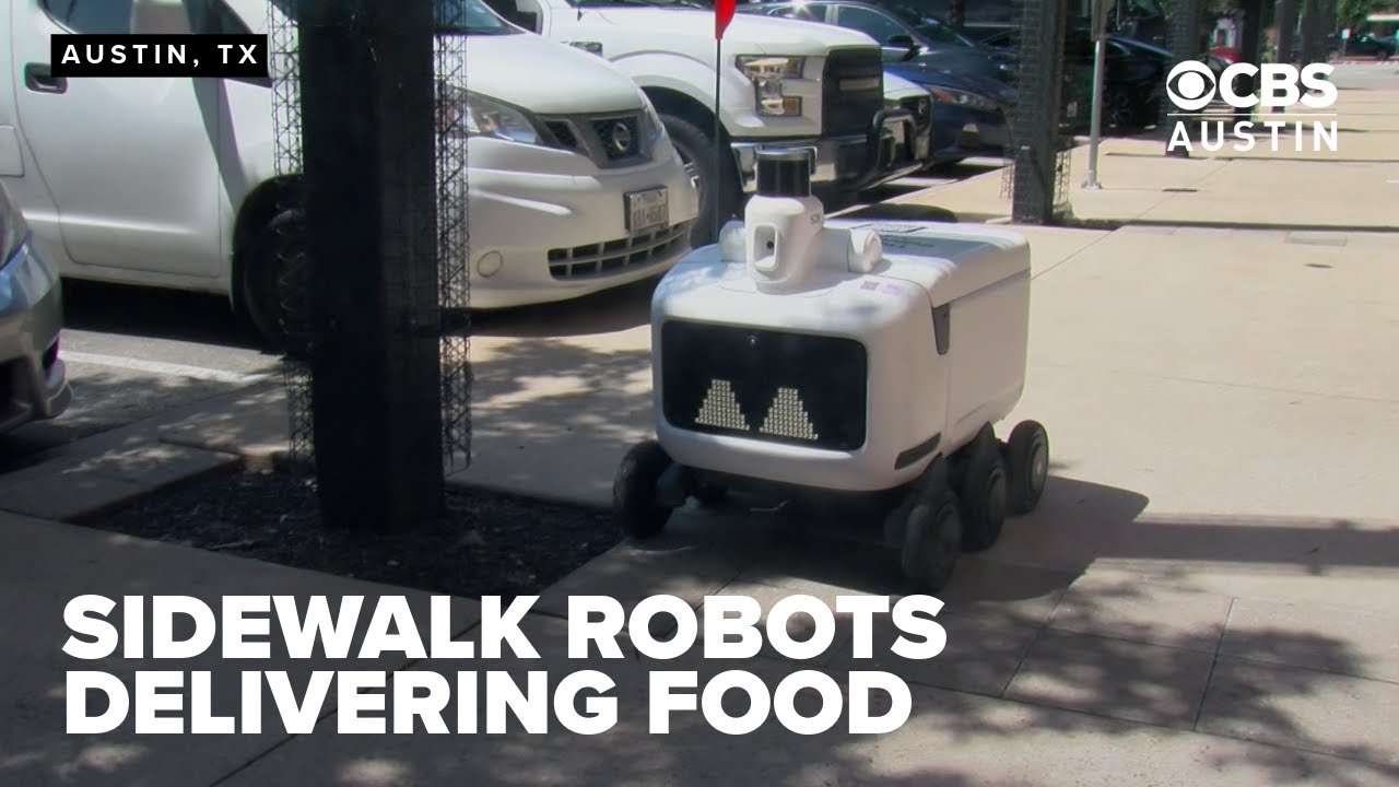 Food delivery robots now roaming Austin streets - YouTube