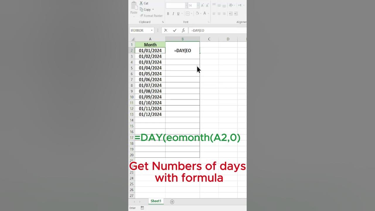 Excel formula / How to get number of days with formula #exceltech #exceltips #excelfansonly # ...