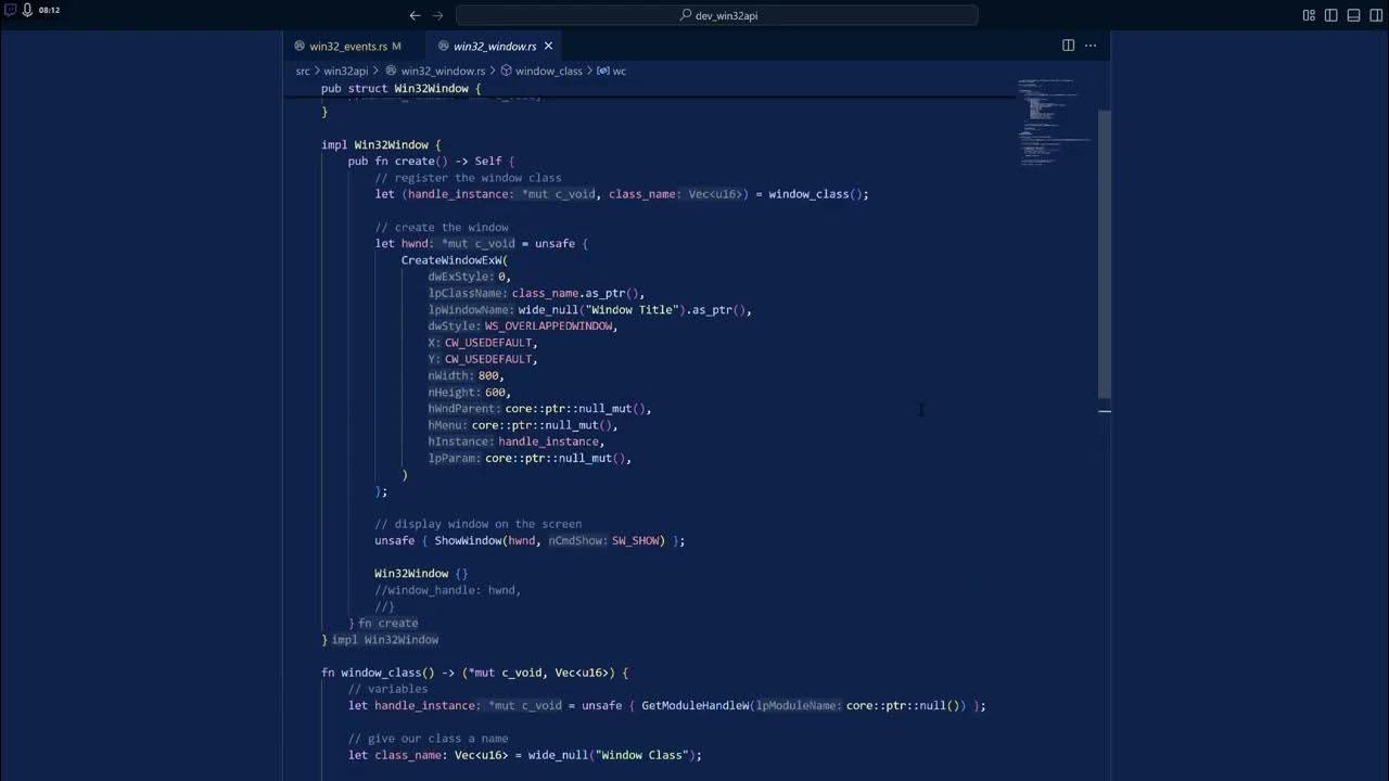 Rust Win32 API #2 : Final Basic Window and Messages - YouTube