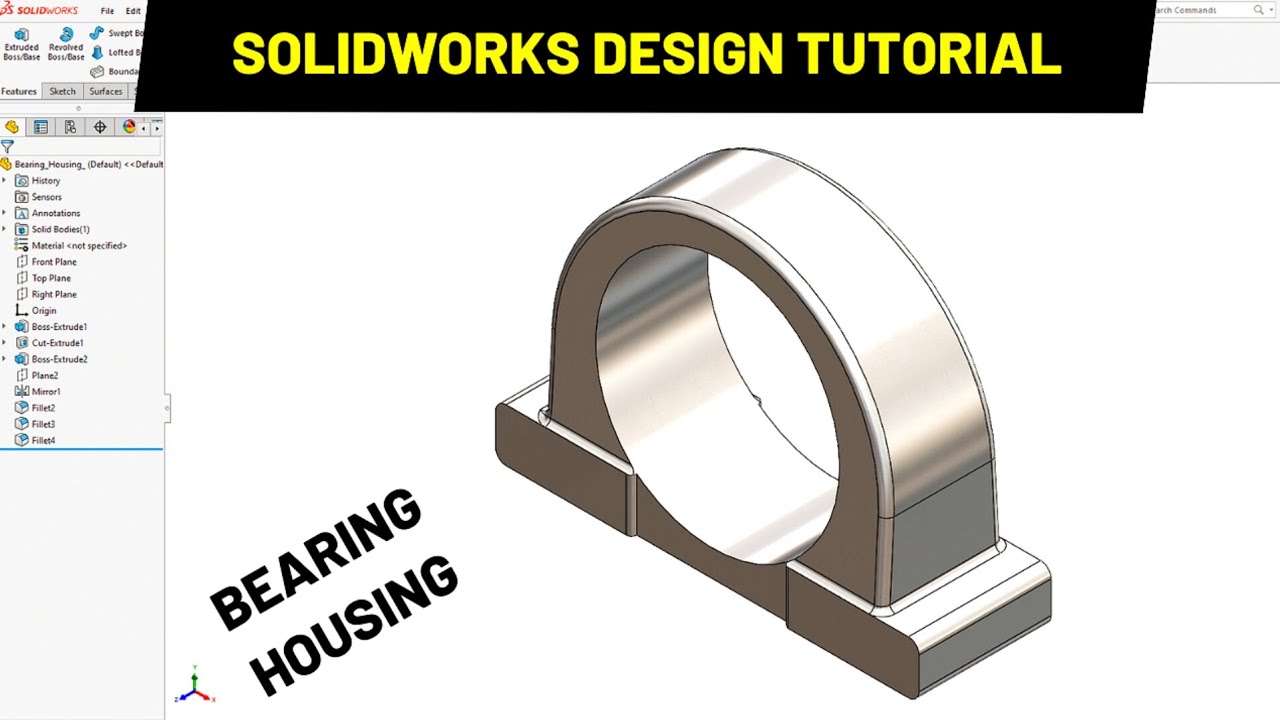 Bearing Housing Design in SolidWorks Tutorial - YouTube