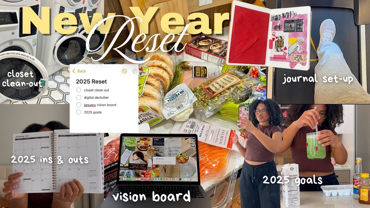 new year reset 📆 2025 goals, ins & outs, book journal set up, hauls ...