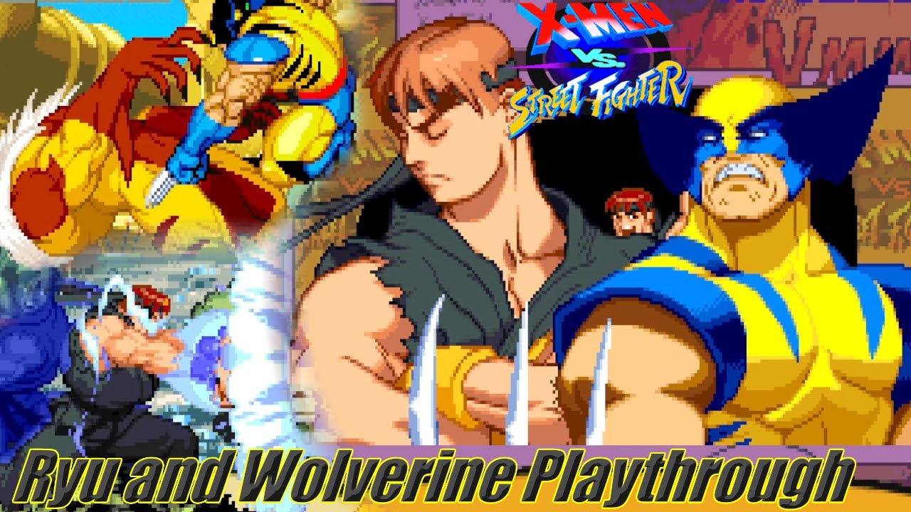 X-Men vs. Street Fighter (Arcade) - Ryu and Wolverine Playthrough - YouTube