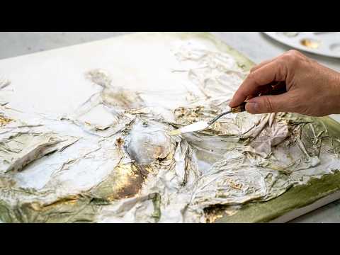 3D-Struktur mit Papier: Frauenfigur abstrakt malen mit Acryl