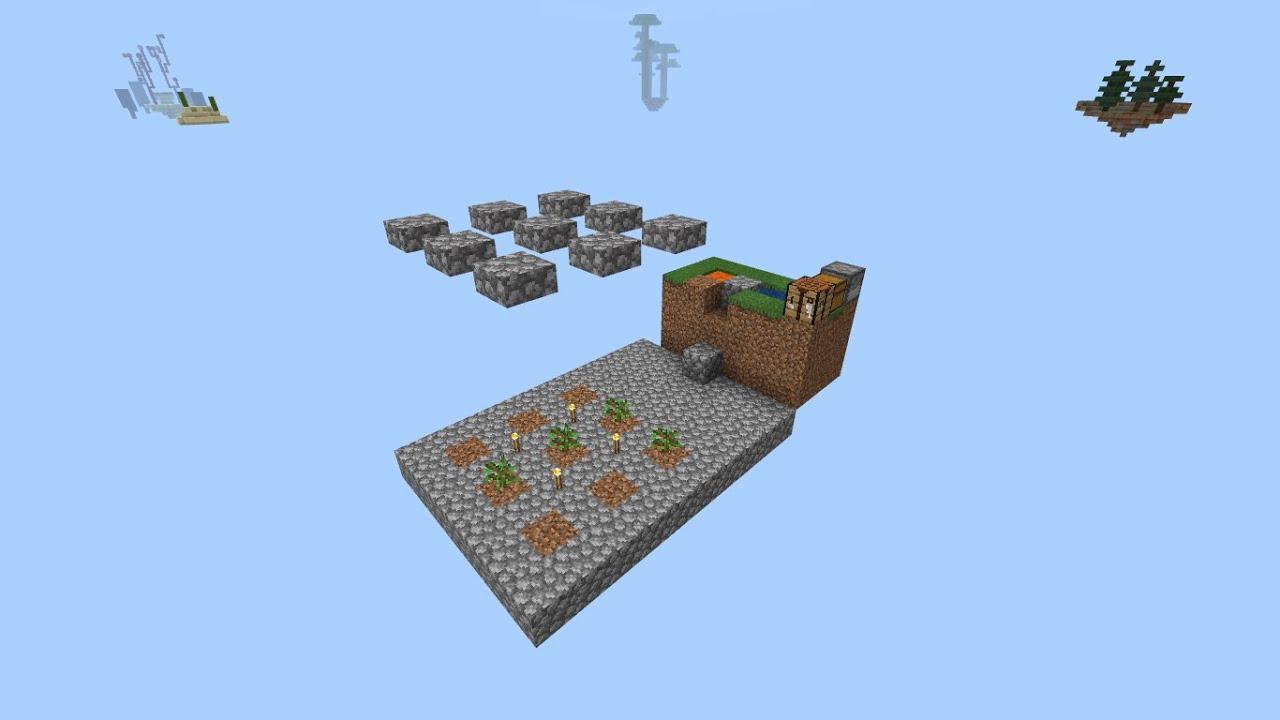 Minecraft Bedrock Skyblock Ep.1 Getting Started / Beginner Tree farm ...