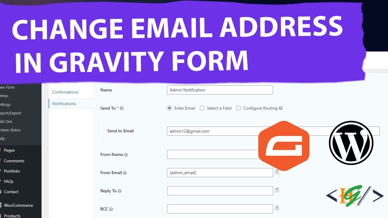How to Change Email Address in Gravity Forms WordPress | Admin ...