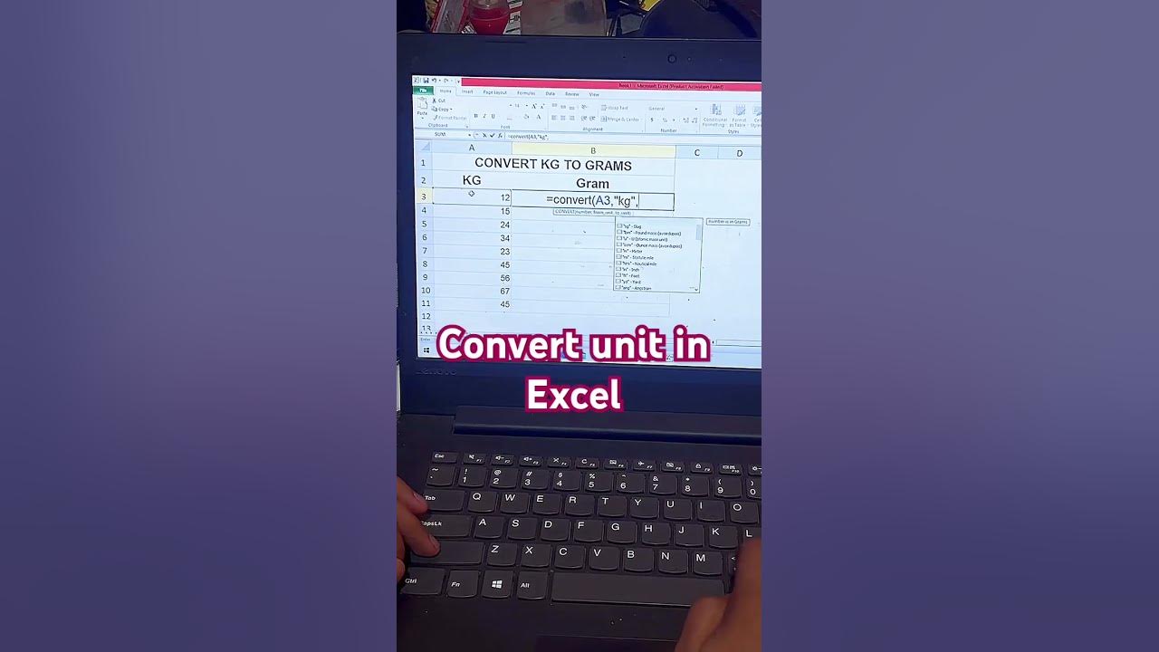 Convert unit in excel - YouTube