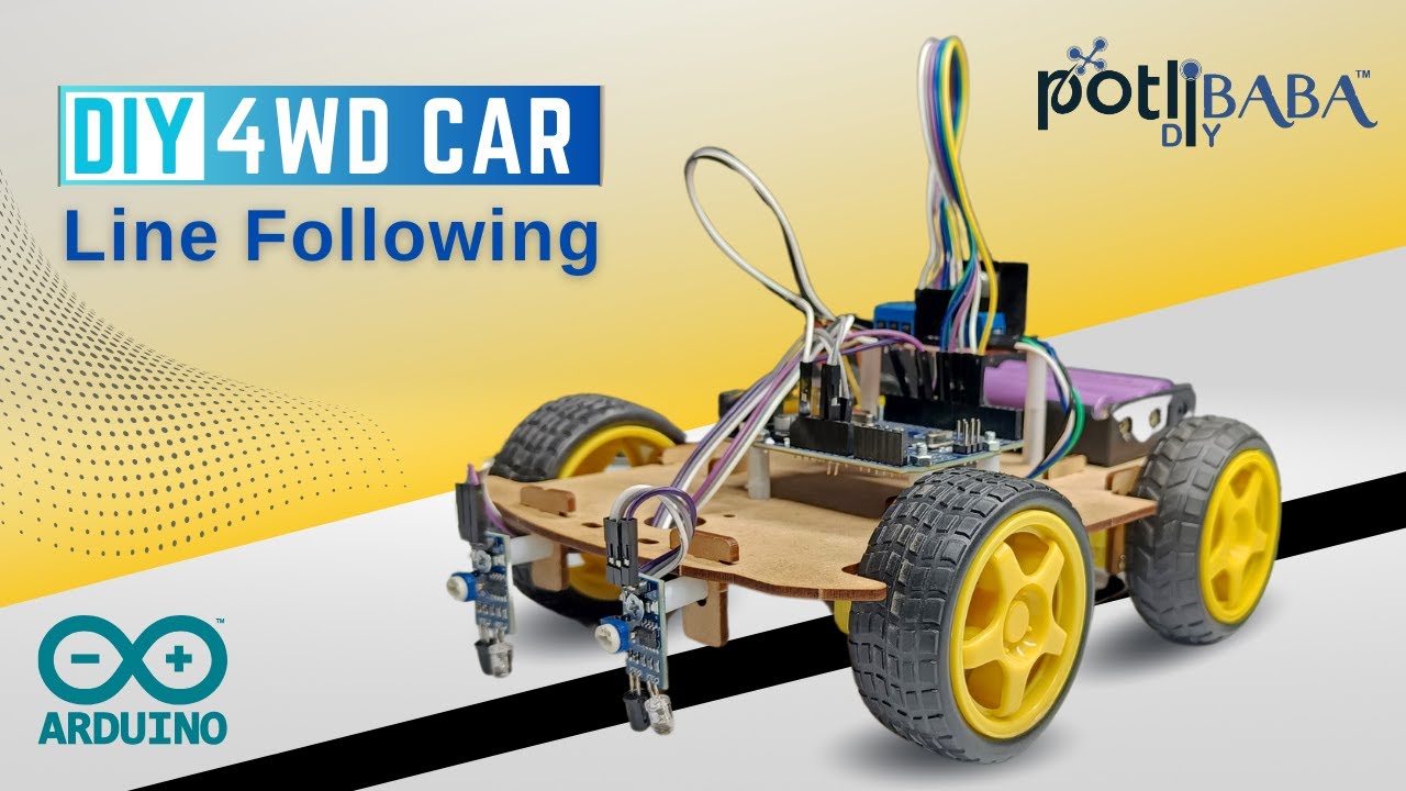 Line Following Robot Car 4 Wheel Drive Arduino Science Project Arduino Line Following