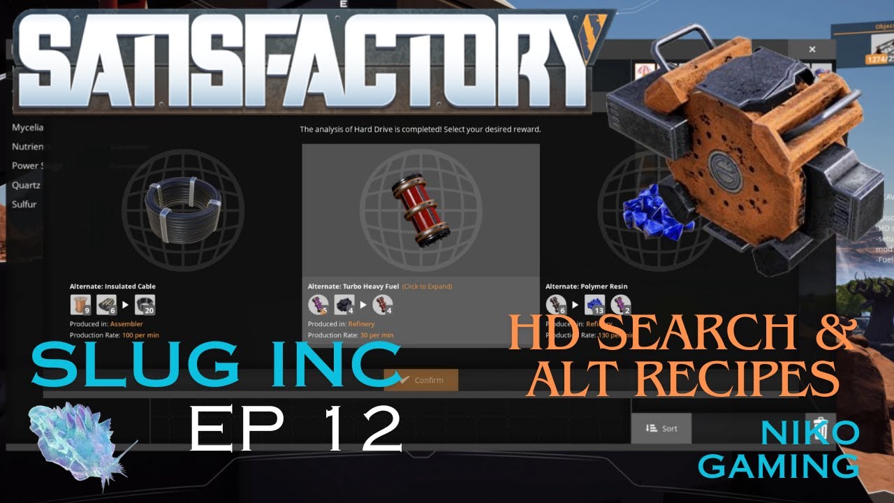 Satisfactory Slug INC ep12, HD Alt Recipe Search - YouTube