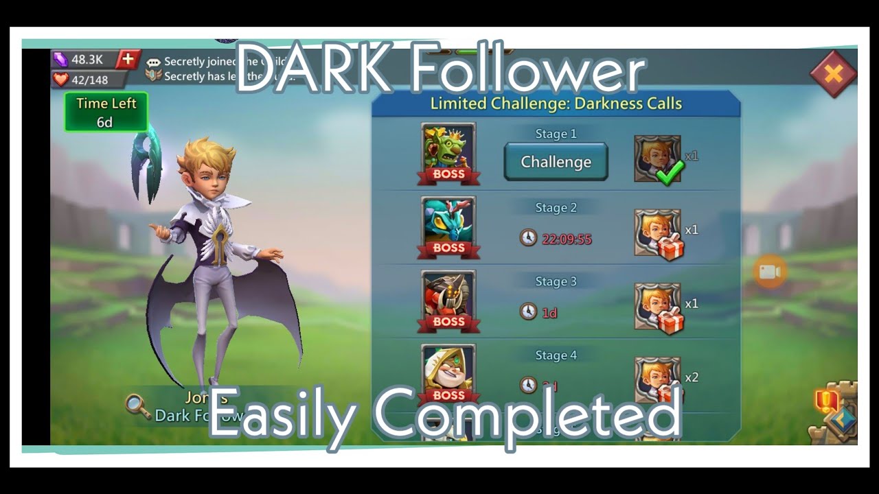 Lords Mobile/ F2P Limited challenge Stage 1 Jonas ( Dark Follower ...
