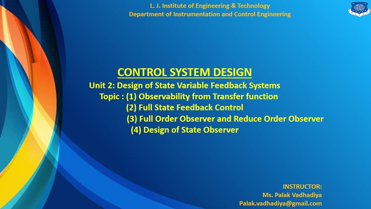 CH02 Session 27 CSD Full State Feedback Control Design of State ...