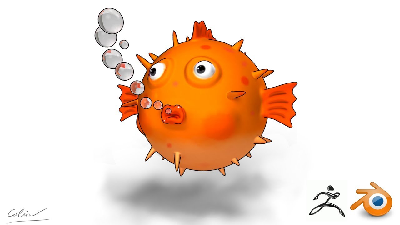 ZBrush + Blender Speedart | Cartoon Blowfish - YouTube