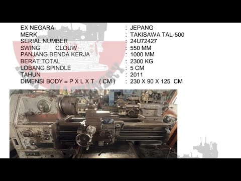Mesin bubut Takisawa TAL-500 🇯🇵 (Sold out) - YouTube