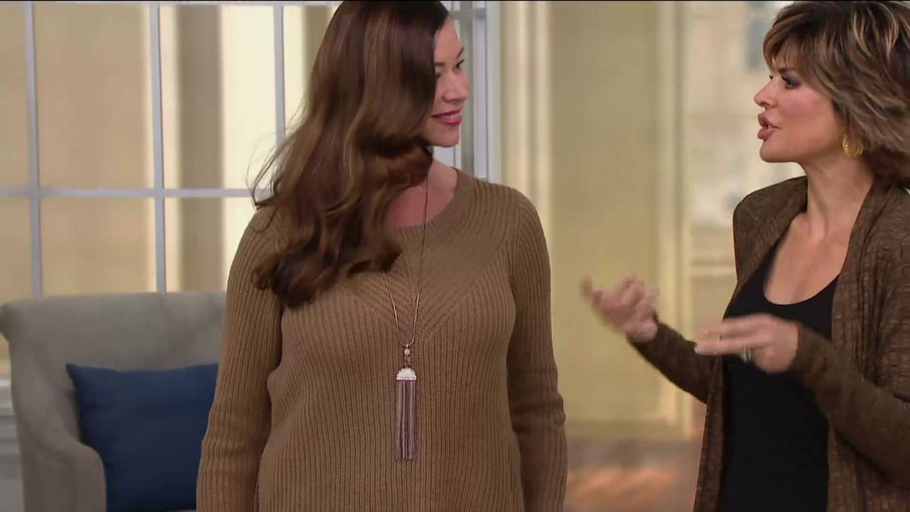 Lisa Rinna Collection Mixed Stitch Sweater with Side Slits on QVC - YouTube