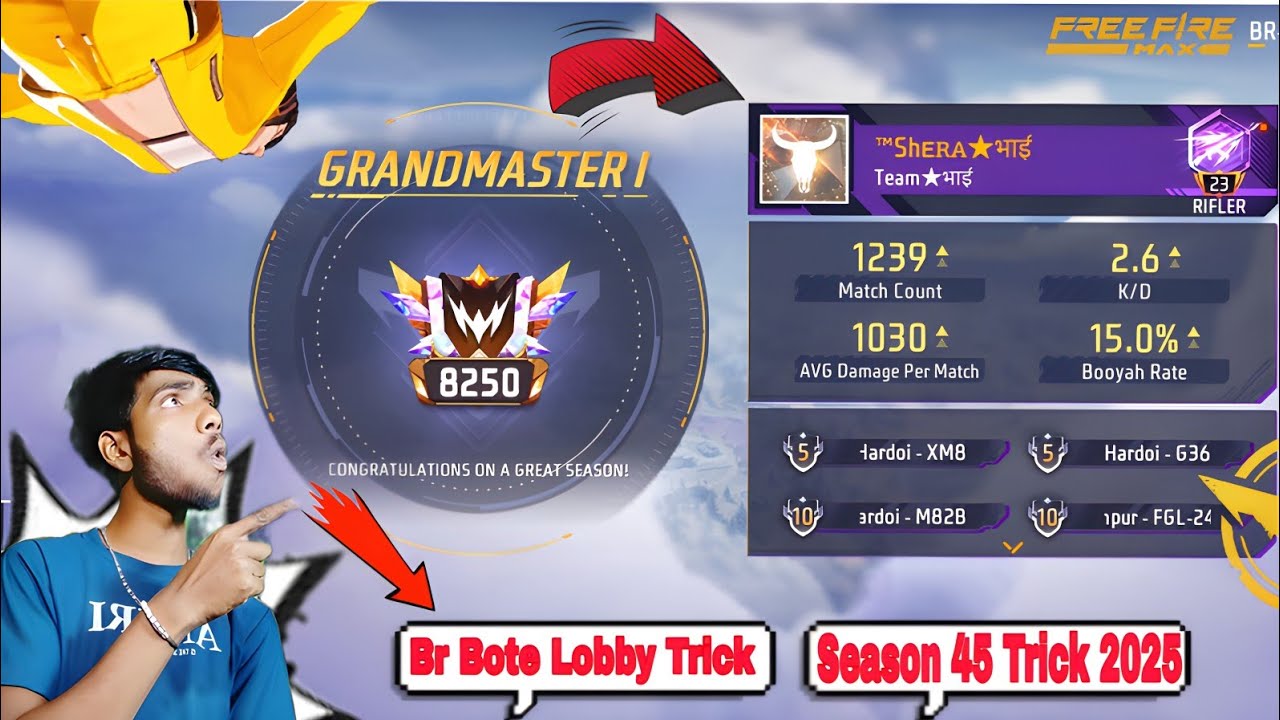 Br Rank Noob Lobby & Bote Lobby Trick 💯🤬|| ( SEASON 45 ) DAY 1 Trick ...