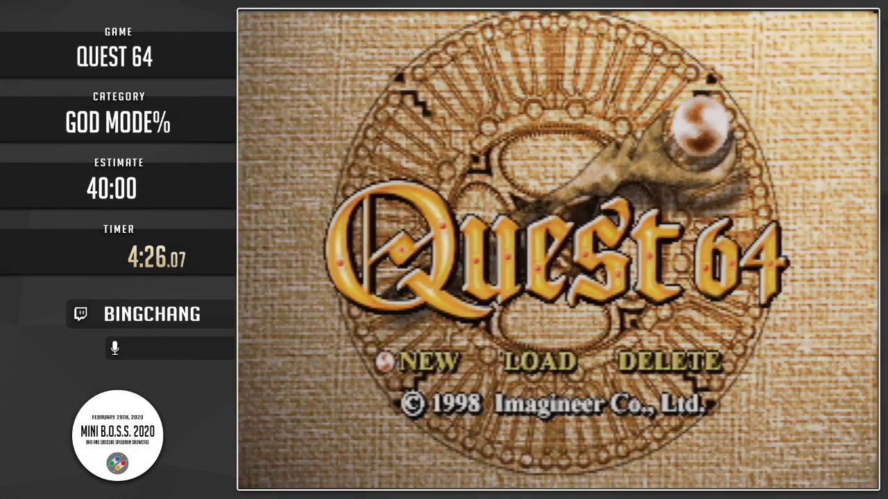 MiniBOSS 2020 - Quest 64 - God Mode% by Bingchang - YouTube