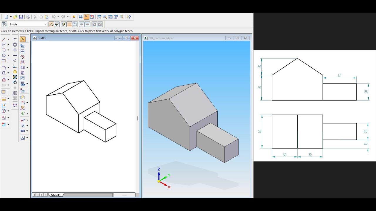 EX1.4 20ME02P Orthographic to Isometric - CAEG Lab Solid Edge (Kannada ...