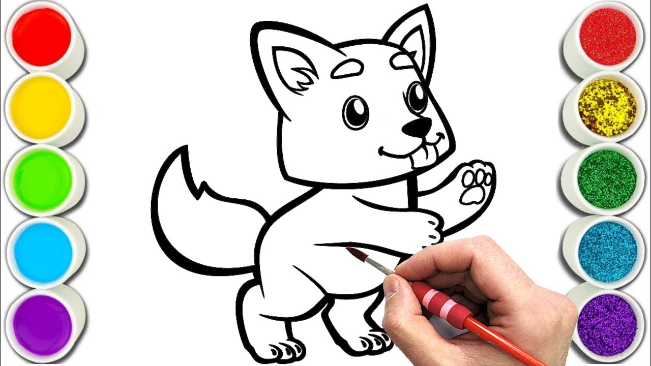 Cute Baby Wolf Drawing, Painting & Coloring For Kids and Toddlers ...