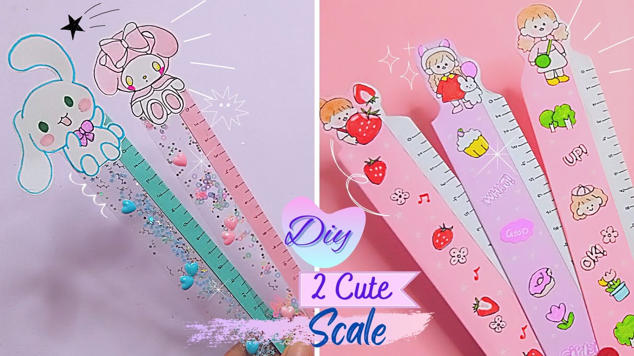 diy 2 cute scale/ how to make ruler at home/ diy scale at home/ paper ...