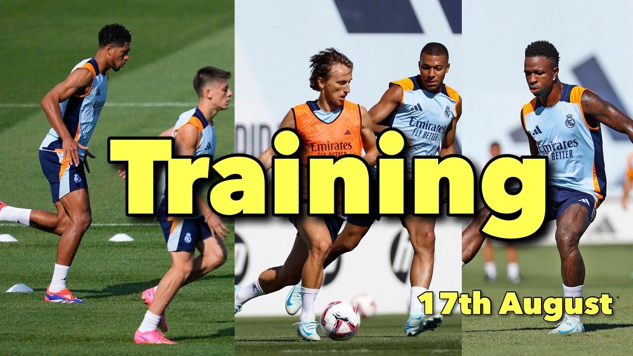 Real Madrid Training 17th Aug: Vini Jr, Bellingham, Mbappé, Arda Güler ...