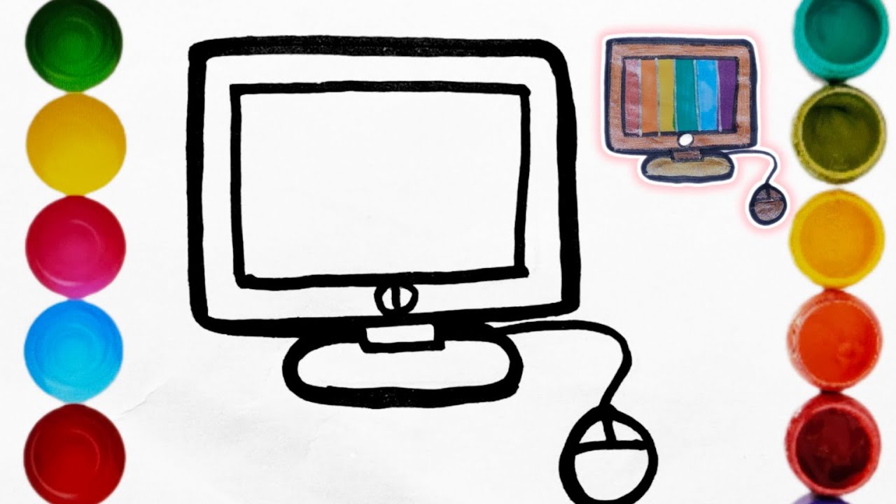 How To Draw a cute Laptop 💻 Drawing, Painting & Coloring For Kids and ...