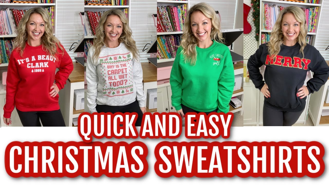 4 Quick & Easy Last Minute DIY Christmas Sweatshirts: vinyl ...