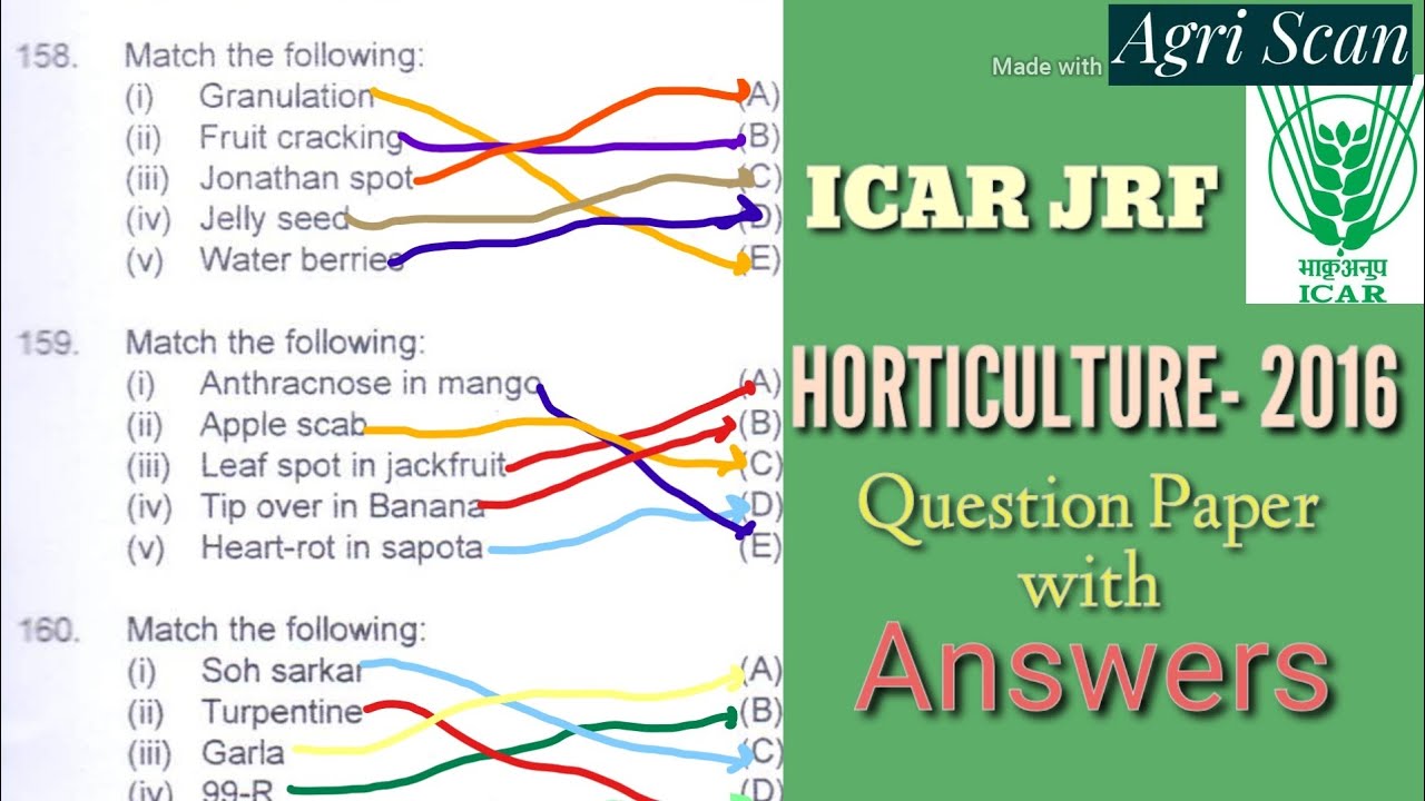 ICAR JRF HORTICULTURE 2016 Solved question paper - YouTube
