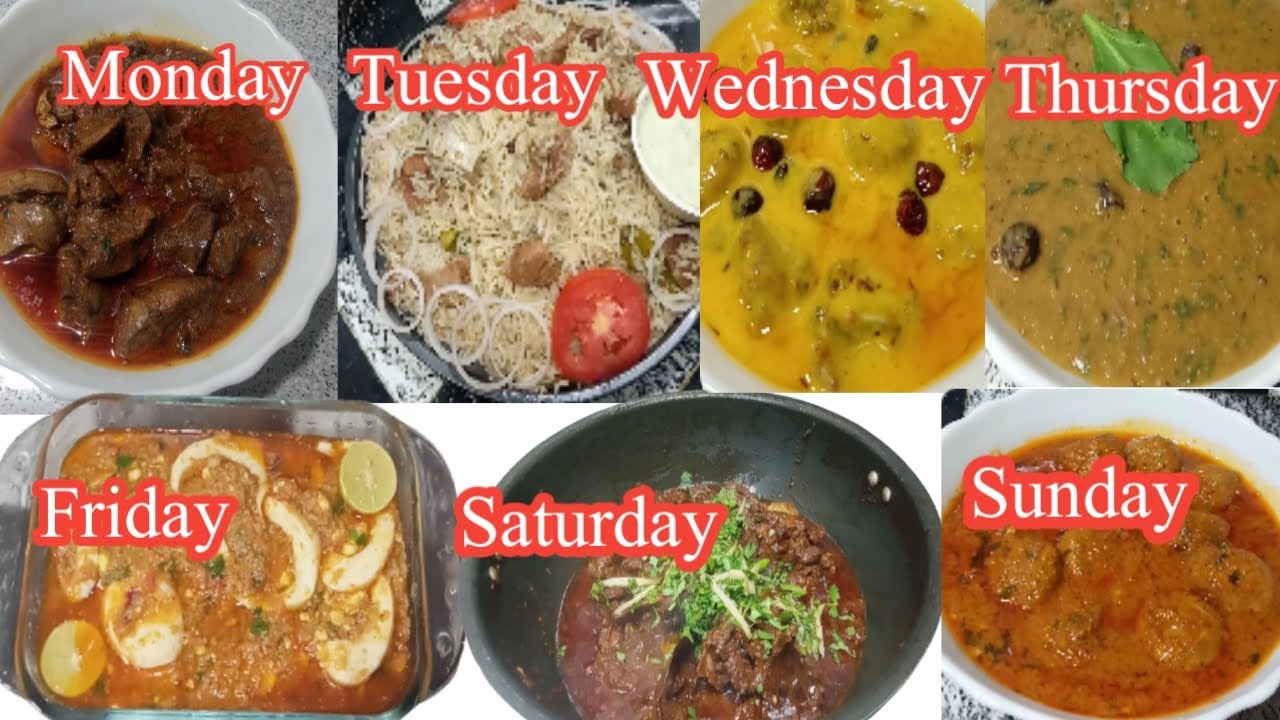 Pakistani Weekly Meal Planning 2024| Pooray Haftay Ka Menu | Delicious ...