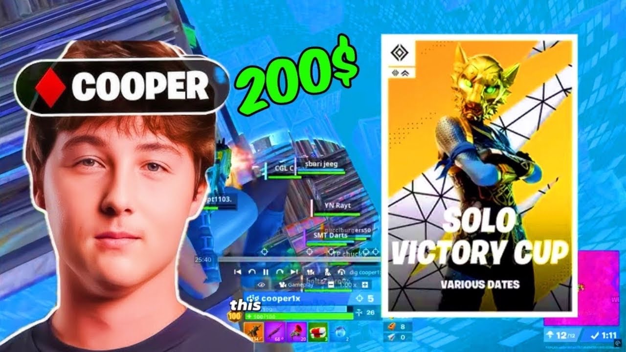 200 $ Solo Victory Cup Wins | Pro VOD Review Of Cooper (Fortnite ...