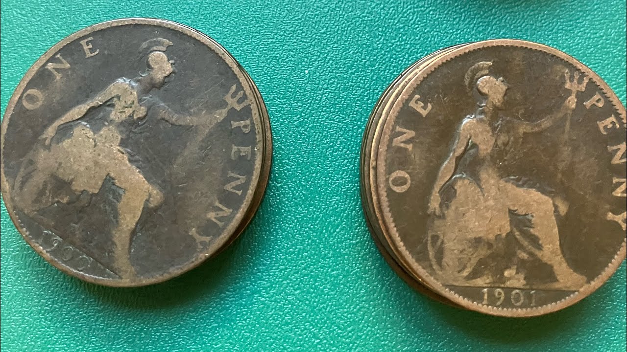 Queen Victoria One Penny Coin Collection #2 1894 to 1901 - YouTube