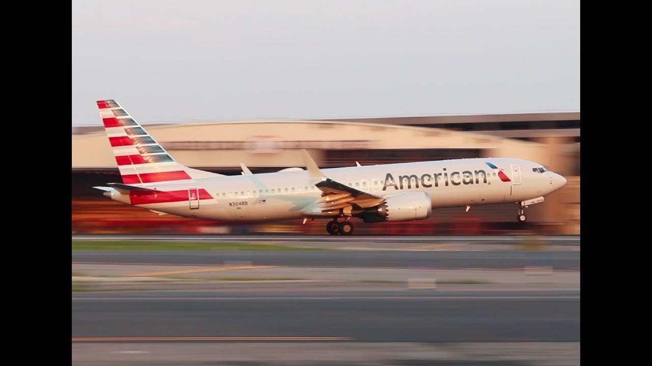 American 737 Max 8 take off, LGA. - YouTube