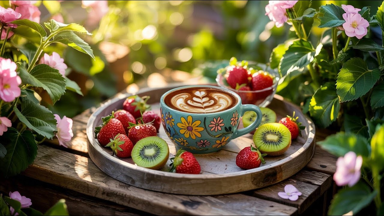 Beautiful Morning Jazz | Spring Coffee Porch Ambience with Smooth Piano ...