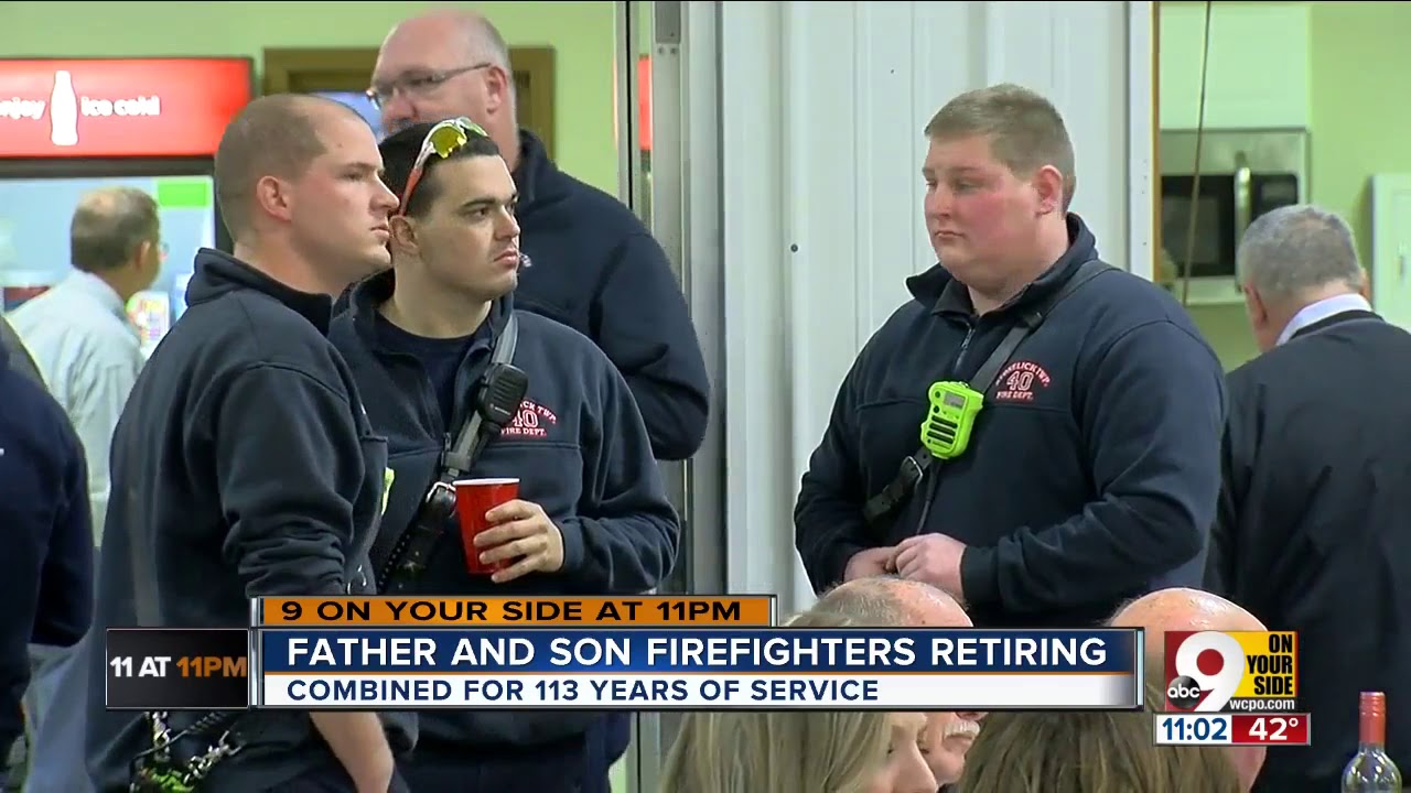 Father and son firefighters celebrate retirement - YouTube