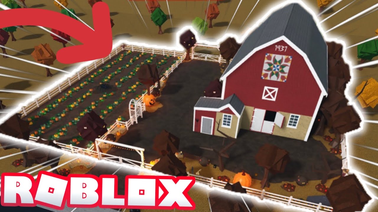 Building a Barn with a Pumpkin Patch in Roblox Bloxburg.. (first build ...